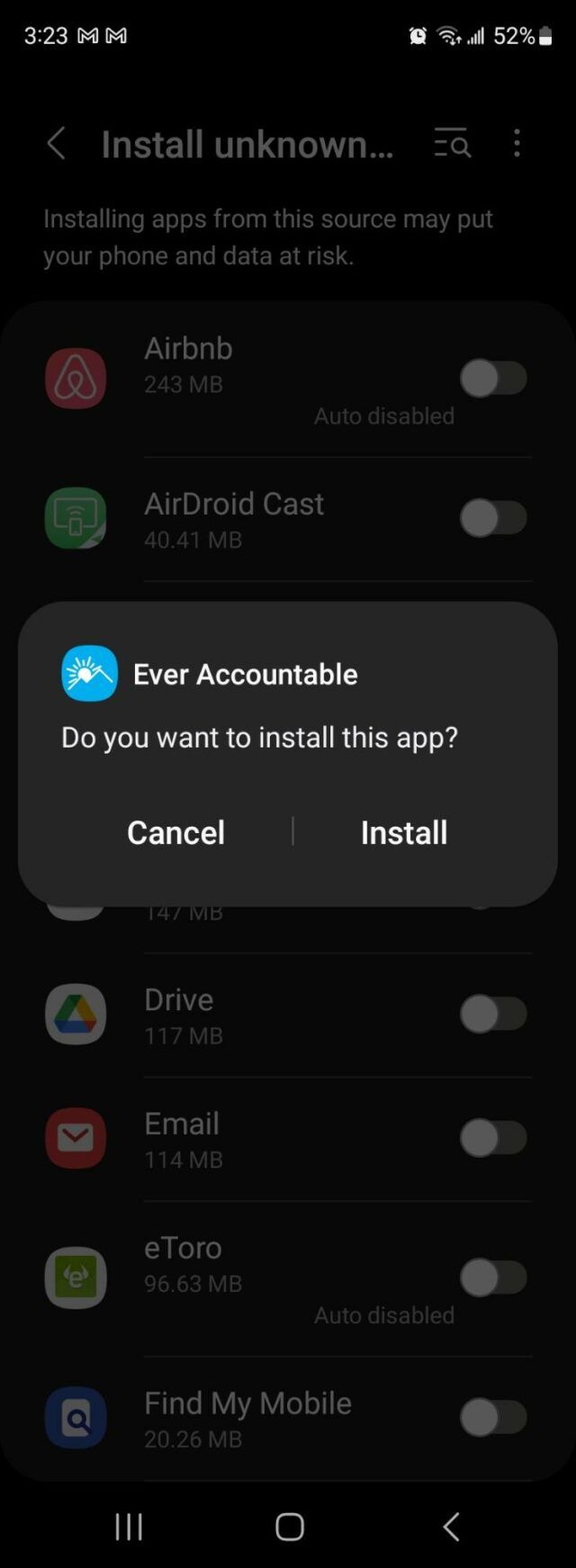 Side load Instructions to download Ever Accountable - Ever Accountable