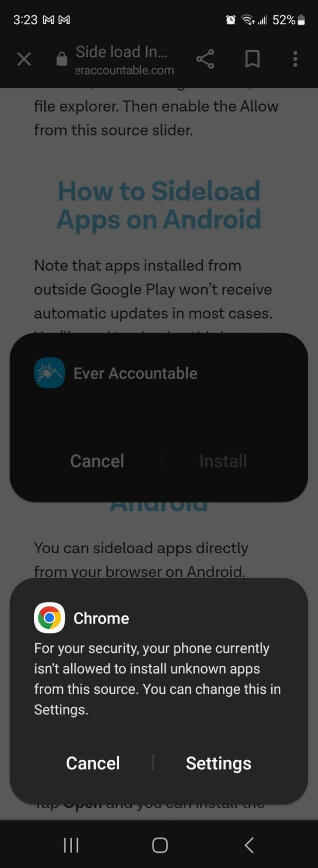Side load Instructions to download Ever Accountable - Ever Accountable